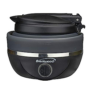 Brentwood Appliances KT-1508BK .85-Quart Dual-Voltage Collapsible-Travel Kettle (Black), 0.85Q
