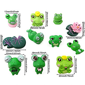 HONBAY 11PCS Resin Frog Miniature Figurines Cute Frog Cake Topper Mini Frog Animals Model Moss Landscape Terrarium Crafts for Garden Home Decoration (11 Styles)