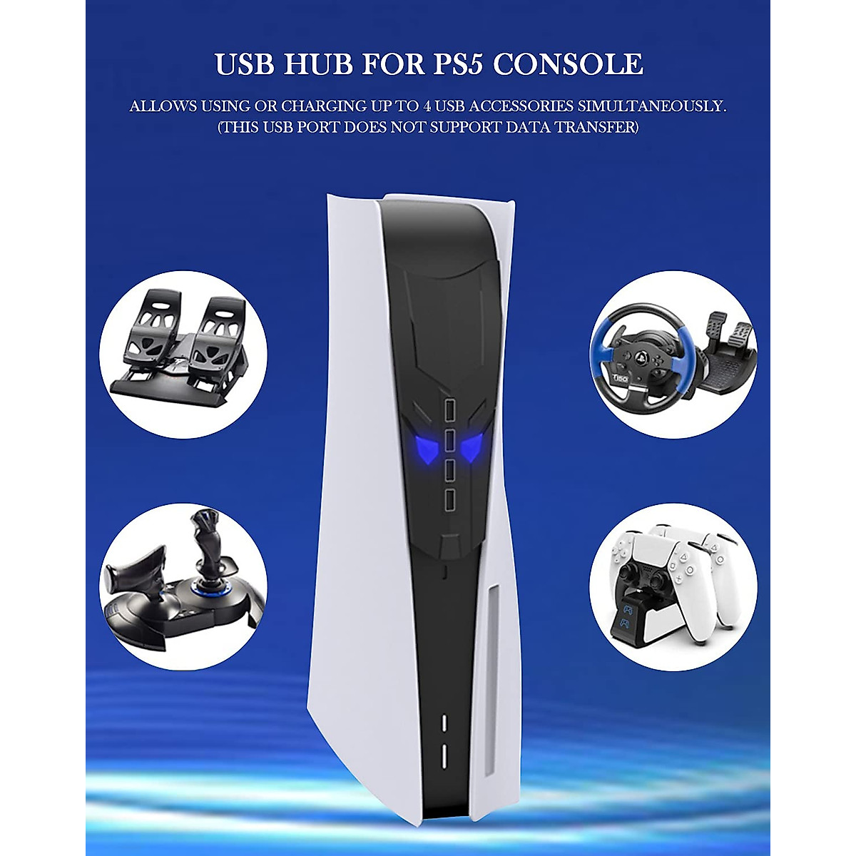 4-Port USB Hub for PS5, High-Speed USB Splitter USB 2.0 Hub USB Expander Adapter Extension for PS5/PS4/PS3, Xbox One/360, Xbox Series, Switch, PC, Tablet, Mac, Mouse, Keyboard with USB Station