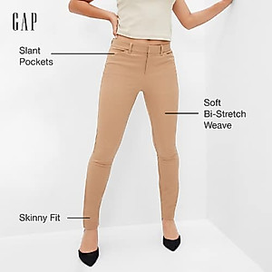 GAP Womens Skinny Ankle in Bi-Stretch Pants, True Black V2, 10 Short US