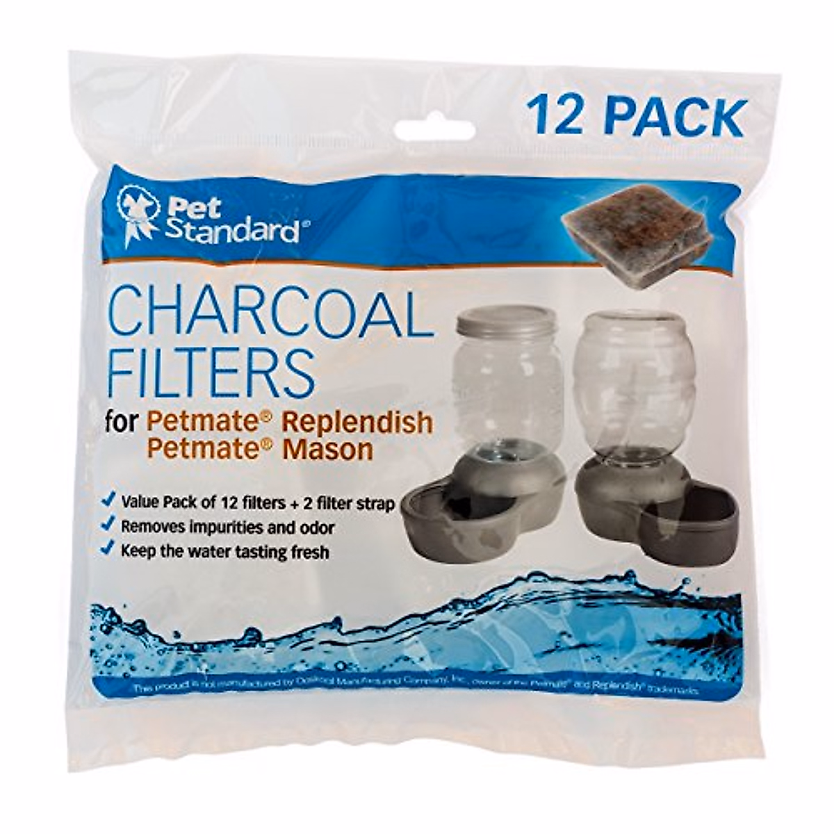 Filters for Petmate Replendish and Petmate Mason Pet Fountains, Pack of 12