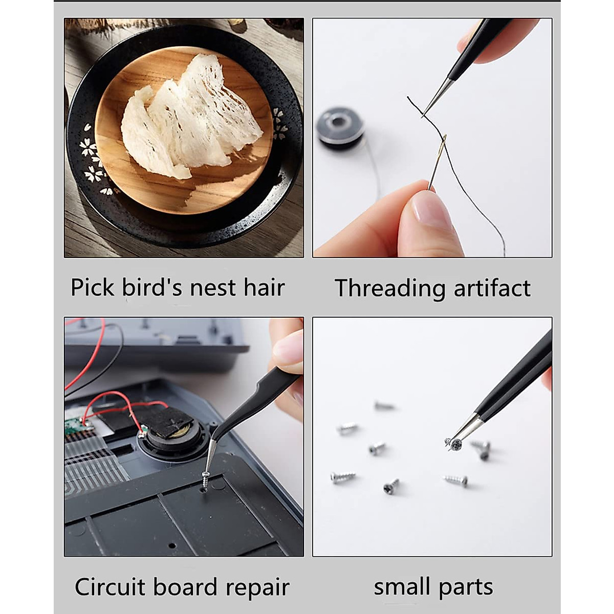 Nail Art Tweezers Nail Rhinestone Picker Tool Nail Sticker Tweezers Decal Decor Picker Eyelash Extension Nail Foil Tweezers Picker Placer 2 Pcs Black Nail Decor Tweezers