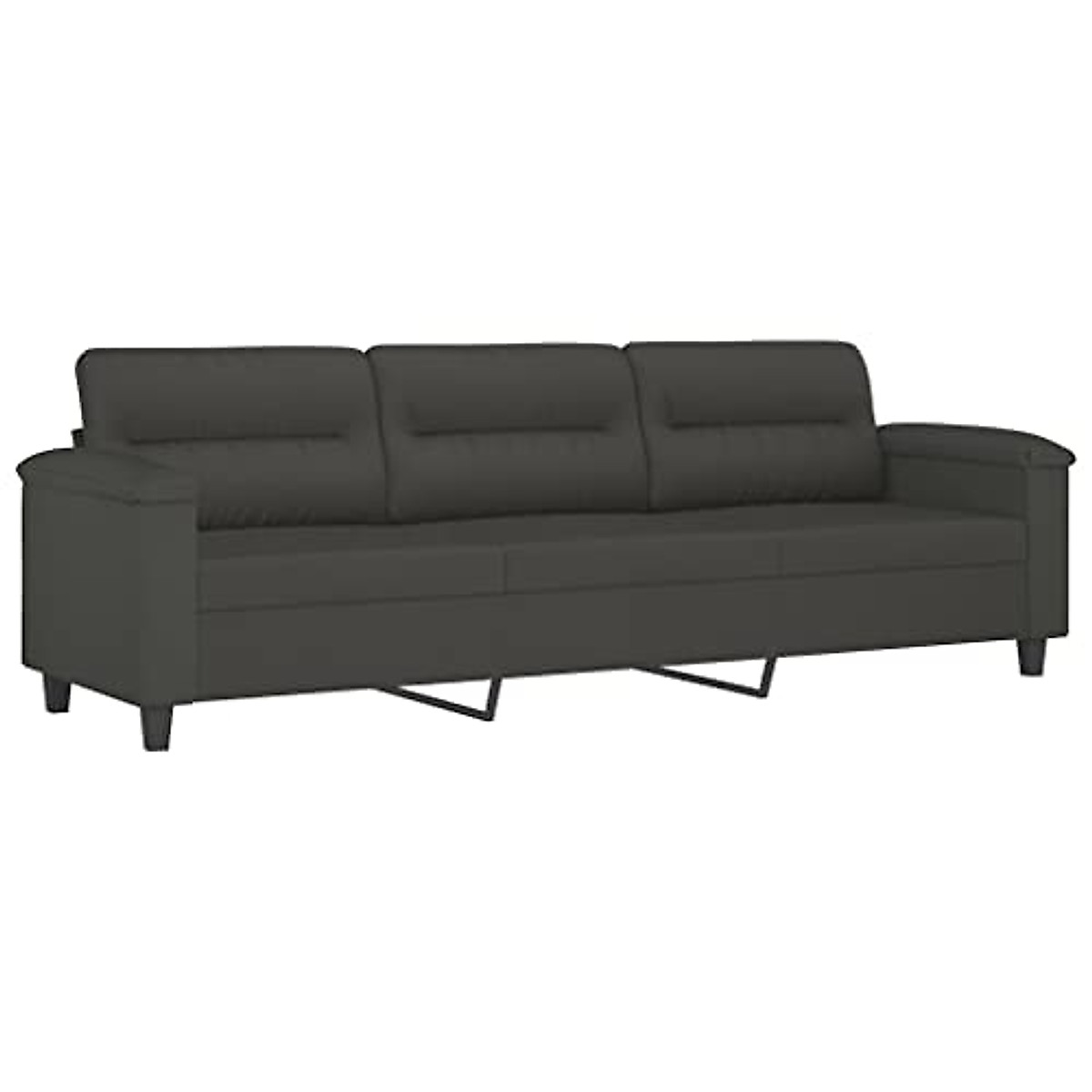 vidaXL 3-Seater Sofa Dark Gray 82.7" Microfiber Fabric