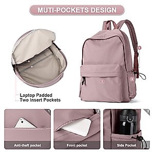 PAUBACK Purple School Backpack for Girls Water Resistant High School Book Bag Simple Backpack for Teens Boys Girls, Lightweight Simple Middle School Back Pack Daypack