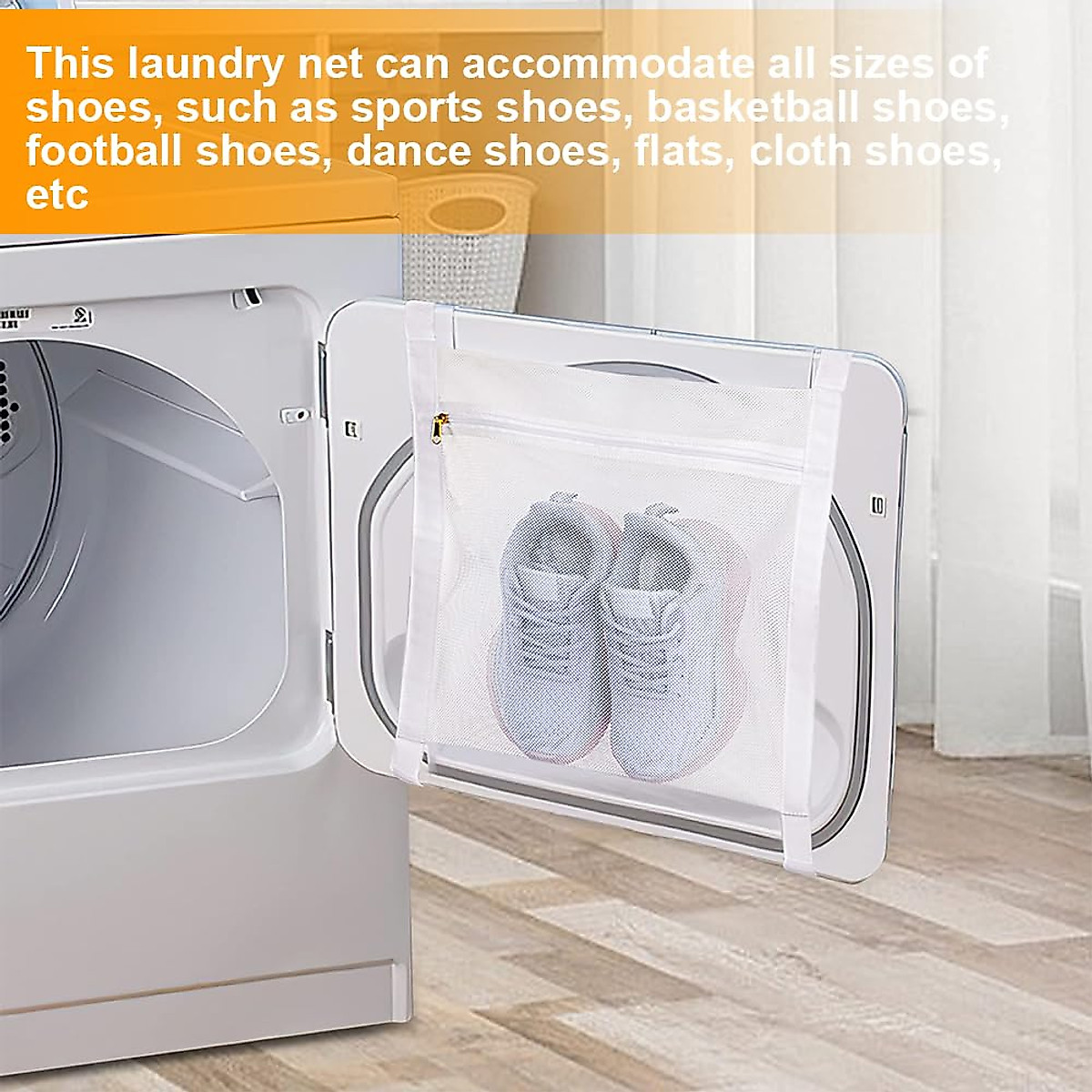 KASCLINO Sneaker Washing Machine Bag, Laundry Dryering Net Bag for Shoes Portable Sneaker Mesh Washing Bag with Elastic Strap Zip Closure for Boost Slipper Shoes