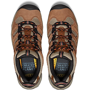 KEEN Men's Headout Low Height Waterproof All Terrain Hiking Shoes, Bison/Fossil Orange, 11