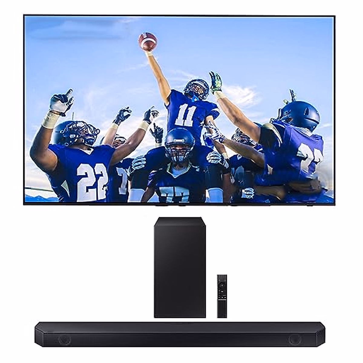 SAMSUNG QN55S90CAFXZA 55 Inch 4K OLED Smart TV with AI Upscaling with a HW-Q60B 3.1ch Soundbar and Subwoofer with DTX Virtual:X (2023)(USED)