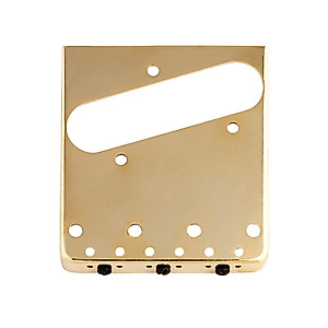 Bogart Guitar Bridge Tailpiece 3 Pcs Zinc Saddles Bridge for Vintage Tele Telecaster Style Electric Guitar Parts Top or Bottom Load Ashtray Style Gold.
