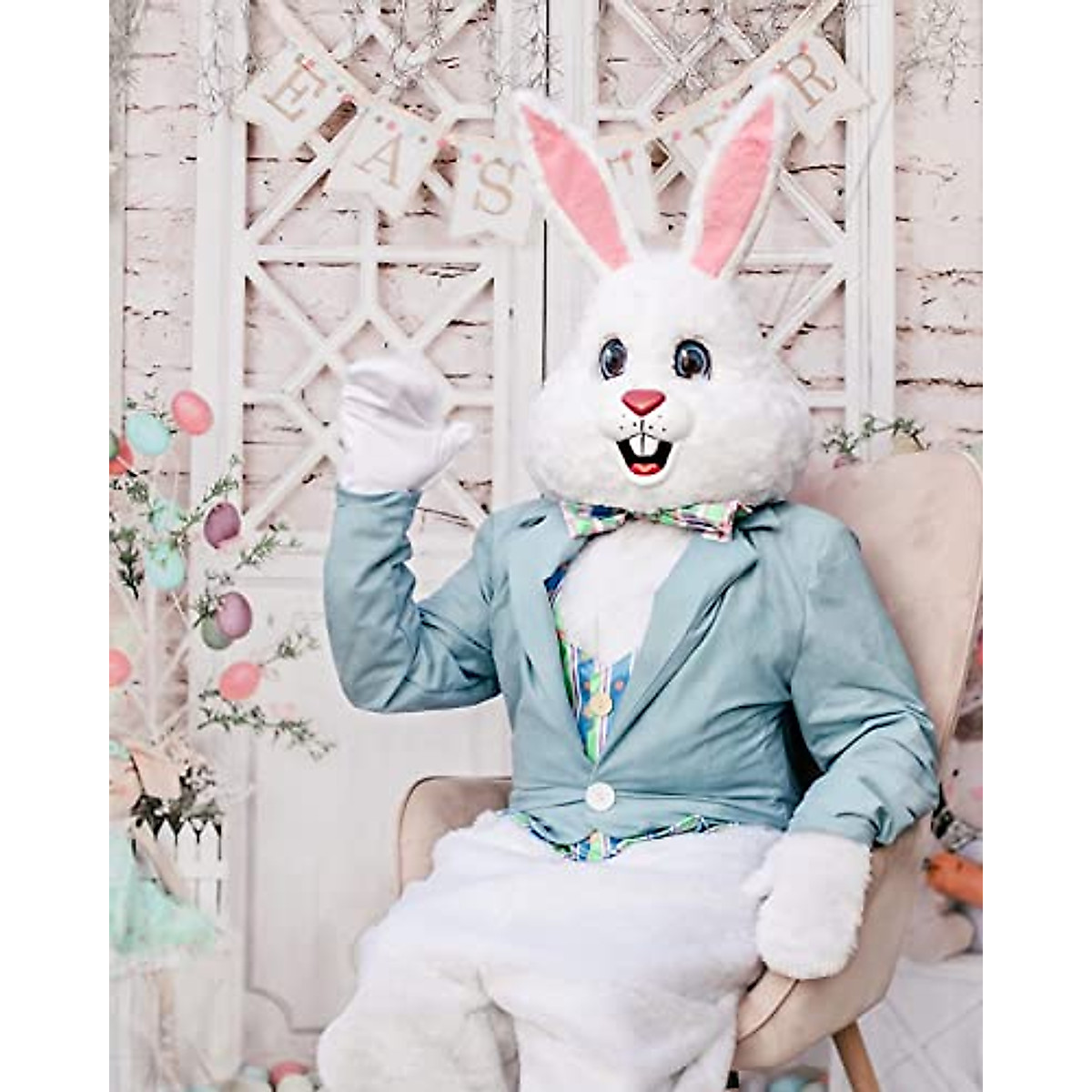 Kate 8x8ft Happy Easter Day Photography Backdrops Colorful Eggs Cute Rabbit Toy Photographic Background Retro Wall White Door Baby Shower Newborn Shooting Backdrop