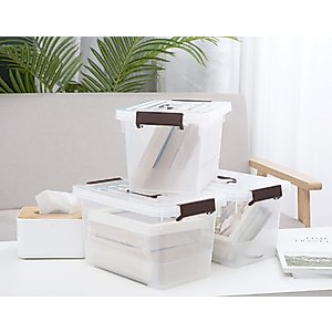 YYXB 4 Pack-Plastic Storage Bins with Lids and Handle, Clear Plastic Latching Box for Storage, Stackable Storage Containers for Organizing, Multi-Purpose, 6 Quart