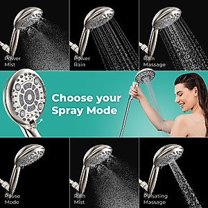 LOKBY Water Saving High Pressure Shower Head with Handheld Set - Detachable Rain Shower Head Set 6-Mode for Low Flow - Removable Hand Held Shower Head with Hose 59'' - No Tool 1-Min Install - Nickel