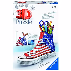 Ravensburger Sneaker American Style - 112 Piece 3D Jigsaw Puzzle | Precision Fit for Kids and Adults | Easy Click Technology | Durable Display Piece | Over 130 Years of Quality
