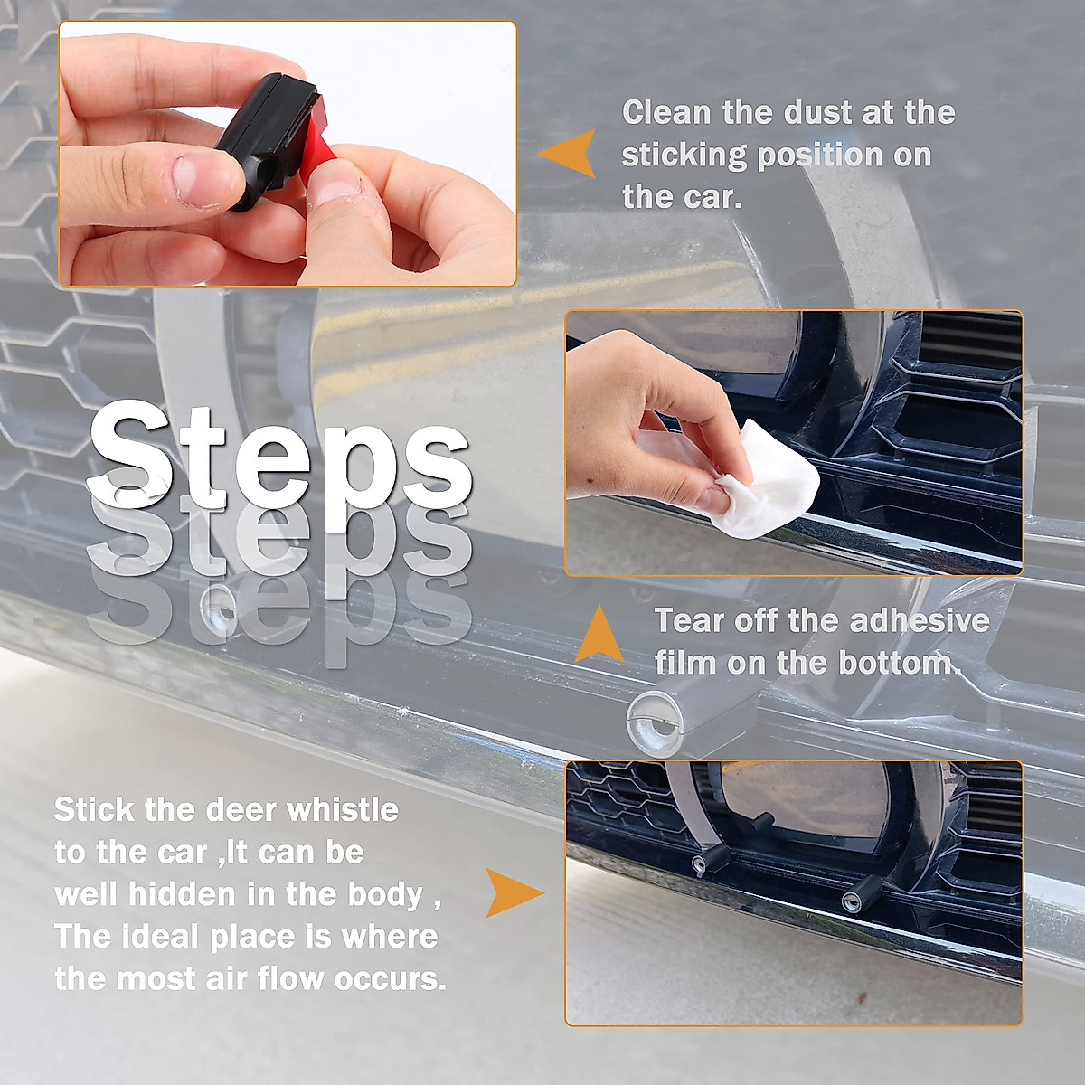 SINGARO 8 Pack Car Deer Whistle Warning for Car Horn Unit, Deer Whistle for Vehicles with Rubber Pads, Car Exterior Accessories, Suitable for Cars, Trucks, Motorcycles