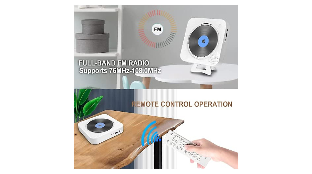 CD Player Portable with Bluetooth - Wall Mountable & Desktop Stand CD ...