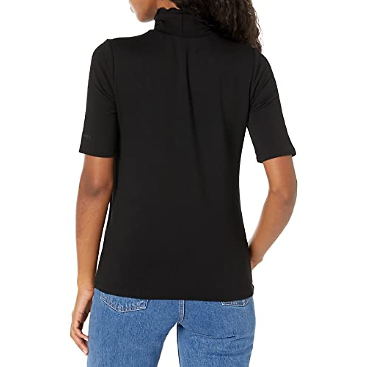 KARL LAGERFELD PARIS Women's Everyday 3/4 Sleeve Knit Top, Black, Large