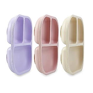 PandaEar Silicone Suction Plates for Baby Toddler, 3 Pack Baby Food Plate Toddler Plates Divided