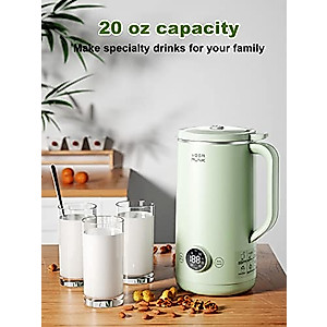 VEGAPUNK Nut Milk Maker Machine 20oz - Smart Automatic Cold and Hot Dairy Free Soybean/Oat/Coconut/Soy Milk Maker Machine with Filter Bag - Plant Based Almond Cow Milk Machine Maker for Vegan - Green