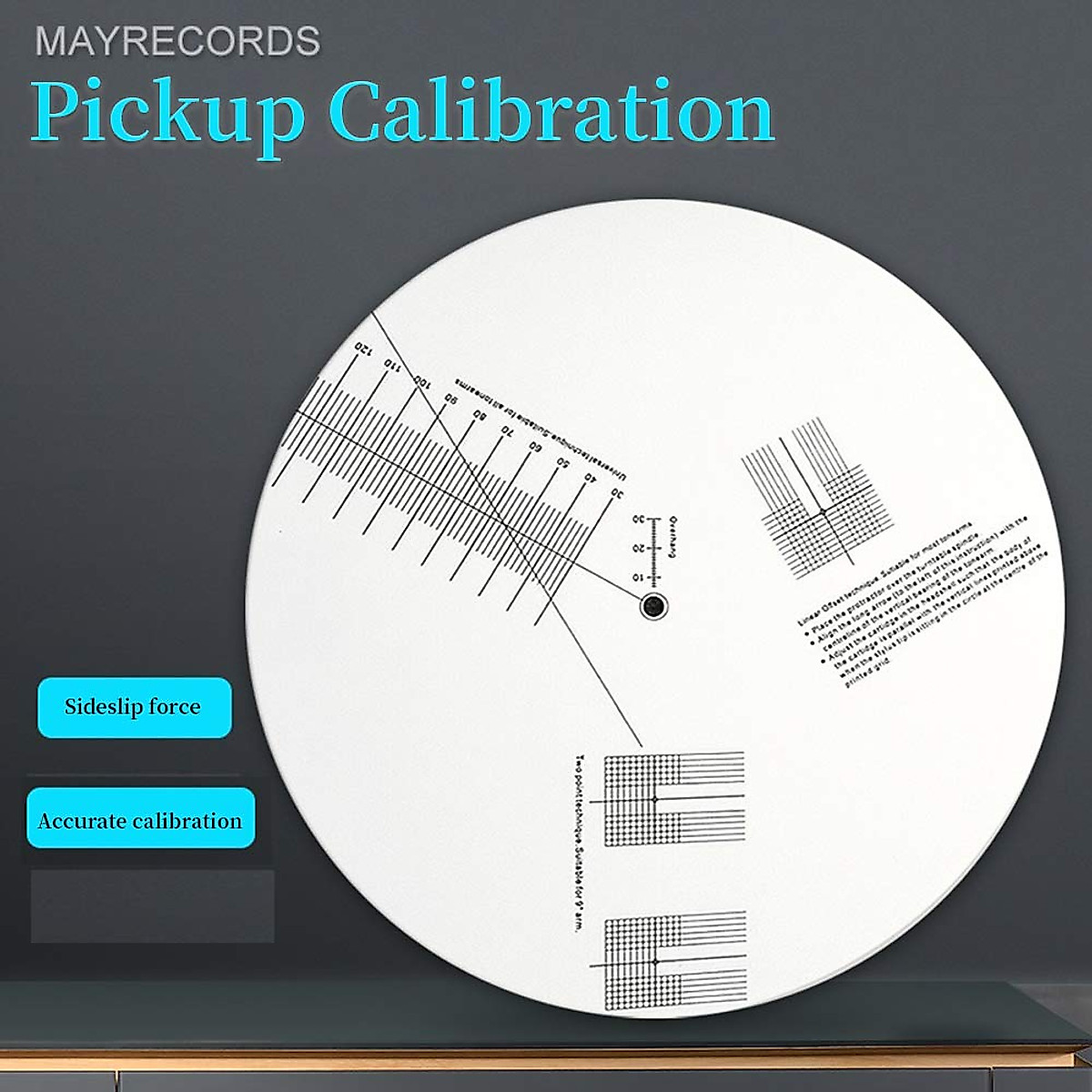 Turntable Cartridge Alignment Protractor Mat, Calibration Plate Adjustment Tool, Phono-Cartridge Stylus Alignment Protractor Tool for Turntable Accessor