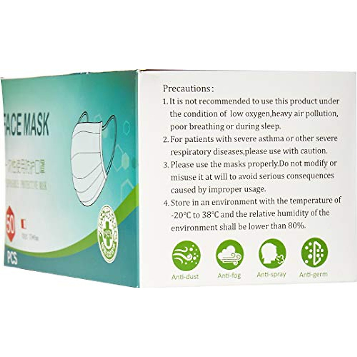 Disposable General Use Face Mask (Pack of 50), Blue