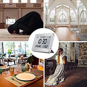 OUD Bukhoor Azan Clock, Automatic Worldwide Digital 8 Azan Prayer Sounds Muslim Prayer Clock for USA Home Decor (White)