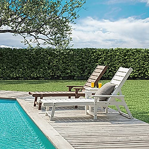 ACUEL Chaise Lounge, Poly Lumber, Outdoor Lounge Chair with Adjustable Backrest, Sturdy Weather Resistant Waterproof Fade Proof, for Poolside Patio Garden(Brown, 1 pc)