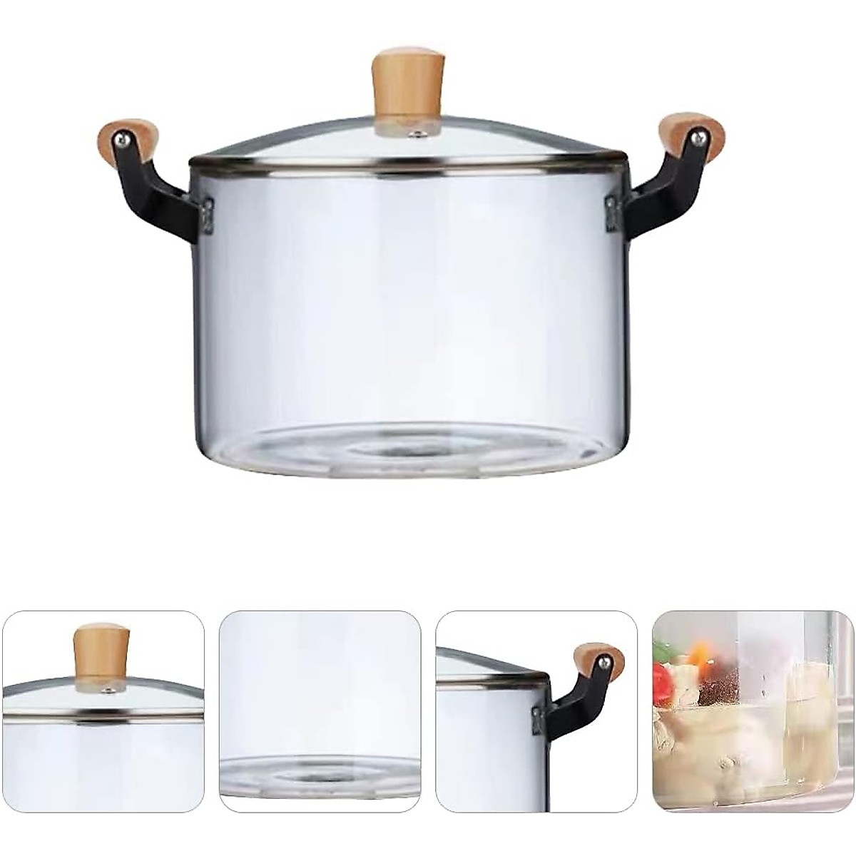Cooking Pot Cooking Pot Pot Glass Pot Noodle Pot Transparent Glass Pot Heat-resistant Soup Pot Porridge Pan Home Cooking Pot 2.5L Cooking Pot Cooking Pot Glass Pot Pot Glass Saucepan