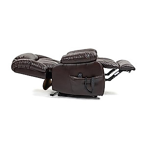 FULife Electric Lift Chair Power Recliner,Reclining Lifting Single Sofa Armchair with Heat and Massage,Heavy Duty Dual Motor Faux Leather Upholstery Lazy Lounge Couch w//USB Ports and Side Pockets