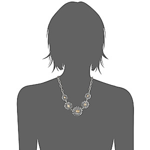 Lucky Brand Women's Floral Collar Necklace Two-Tone Chain Necklace 20" + 2' Extender