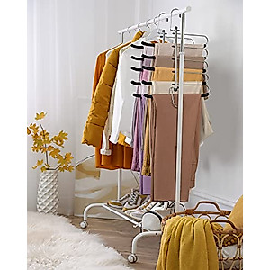 CINKSY Pants Clothes Hangers Space Saving - Upgrade Non Slip Jeans Hanger Rack with Foam Padded Swing Arm Leggings Hanger Multiple Layers Closet Organizer and Storage for Trousers, Scarf, Tie - 2 Pack
