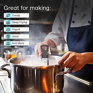 Candy Thermometer Deep Fry/Jam/Sugar/Syrup/Jelly Thermometer with Hanging Hook Cooking Thermometer Food Thermometer Quick Reference Temperature & Pot Clip