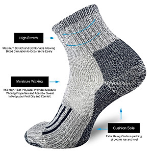 ONKE Merino Wool Low Cut Quarter Socks for Men Outdoor Trail Running Hiking Hiker All Season with Moisture Wicking Control(MixColor1 L)