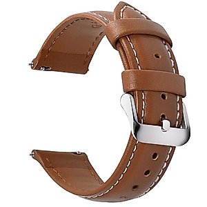 12 Colors for Quick Release Leather Watch Band, Fullmosa Axus Genuine Leather Watch Strap,Brown,22mm