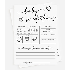 50 Baby Shower Game Large Picture Predictions and Advice Cards, New Mom & Dad Card or Mommy & Daddy to Be, Girl or Boy Babies New Parent Message Advice Book Fun Gender Neutral Party (50-Cards)