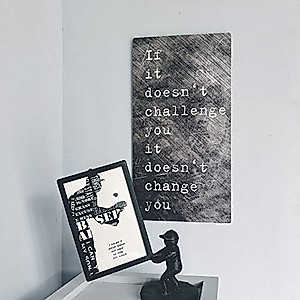 NIKKY HOME Gym Exercise Art Workout Room Decor Fitness Sign Inspirational Sports Themed Metal Wall Plaque with Quote, If It Doesn't Challenge You It Doesn't Change You