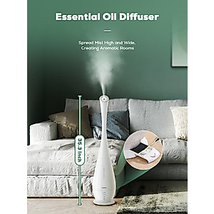 Aiheal Humidifier for Bedroom, 5L Cool Mist Floor Humidifiers for Large Room, Quiet Ultrasonic Humidifier with Smart Humidistat Mode and Essential Oil Diffuser, Baby Humidifiers with Sleep Mode, White