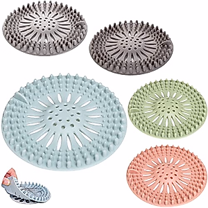 5 Pack Hair Catcher Durable Silicone Hair Stopper Shower Drain Covers, Easy to Install and Clean for Bathroom Bathtub Kitchen