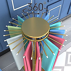 Freestanding Scarf Rack with 30 Rods, Pivoting Round Scarf Display Stand, Height Adjustable Scarf Holder Organizer, Scarf Hanging Rack for Boutique Clothing Store Home