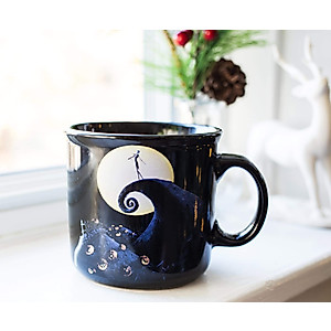 The Nightmare Before Christmas Jack Skellington On Spiral Hill Ceramic Camper Mug | Themed Casual Drinkware For Coffee, Tea, Hot Cocoa | Holds 20 Ounces