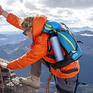 NATURE PIONEOR Insulated Water Bottles with Paracord Handle - 24 oz Vacuum Sports Wide Mouth Water Bottle with 3 Lids, Leak Proof Stainless Steel Keeps Hot and Cold