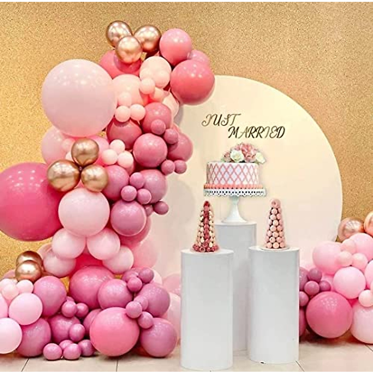 Pink Balloon Garland Arch Kit - 97Pcs Rose red Balloon Garland , Light Pink and Rose Gold Latex Balloons Arch Kit for Girl Baby Shower, Wedding Birthday Decorations,Tea Party Decorations