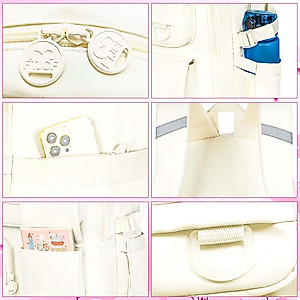 3PCS Laptop Backpack for Girls, Women College School Bookbag, 15.6" Cute Aesthetic Computer Water Resistant Anti Theft School Bags for Teens Girls Students - Grey