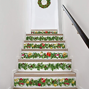 AMAZING WALL Christmas Printed Stairs Self Adhesive Decoration Wall Sticker 6pcs