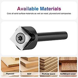 SpeTool Carbide Insert 90 Degree V Groove Router Bit 1/4 Inch Shank Single Flute CNC Wood Engraving Router Bits Woodworking Chamfer Carving Tool