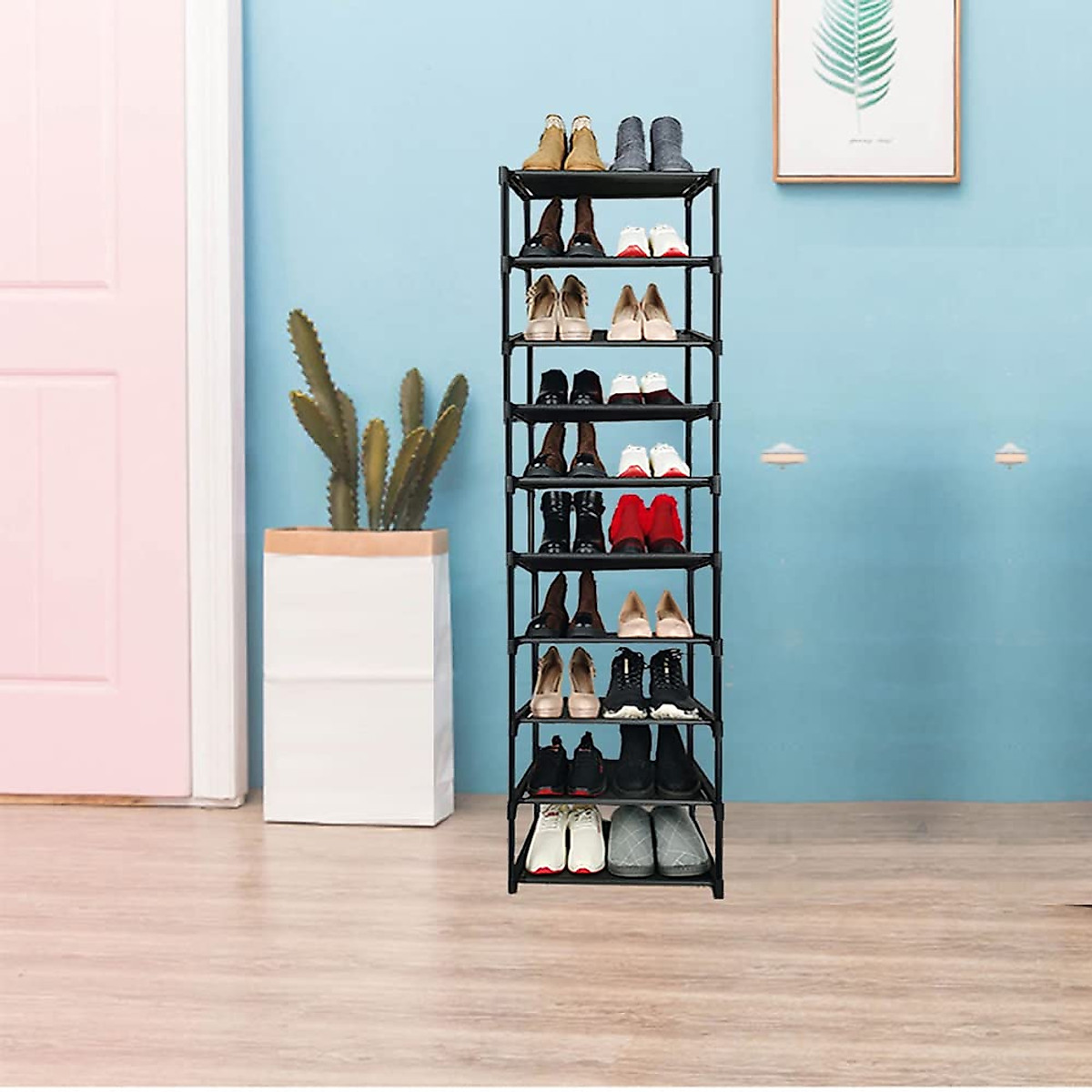 ZQWSYU Shoe Rack 10 Tier Narrow Shoe Racks for Closets Durable Enterway Shoe Rack Organizer Shoes Rack Shoe Shelf Tall Shoe Stand Metal Shoe Rack Stackable Separable