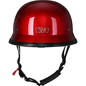 Yesmotor Helmet Half Shell German Motorcycle Helmet with Cycling Glasses - DOT Approved (Medium, Red & Black Goggles)