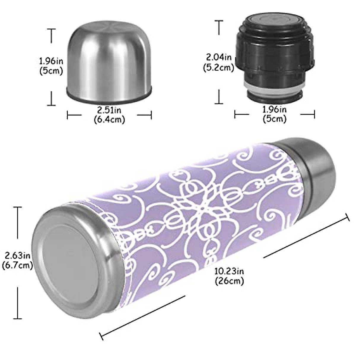 Stainless Steel Leather Vacuum Insulated Mug Vintage Flower Texture Thermos Water Bottle for Hot and Cold Drinks Kids Adults 16 Oz