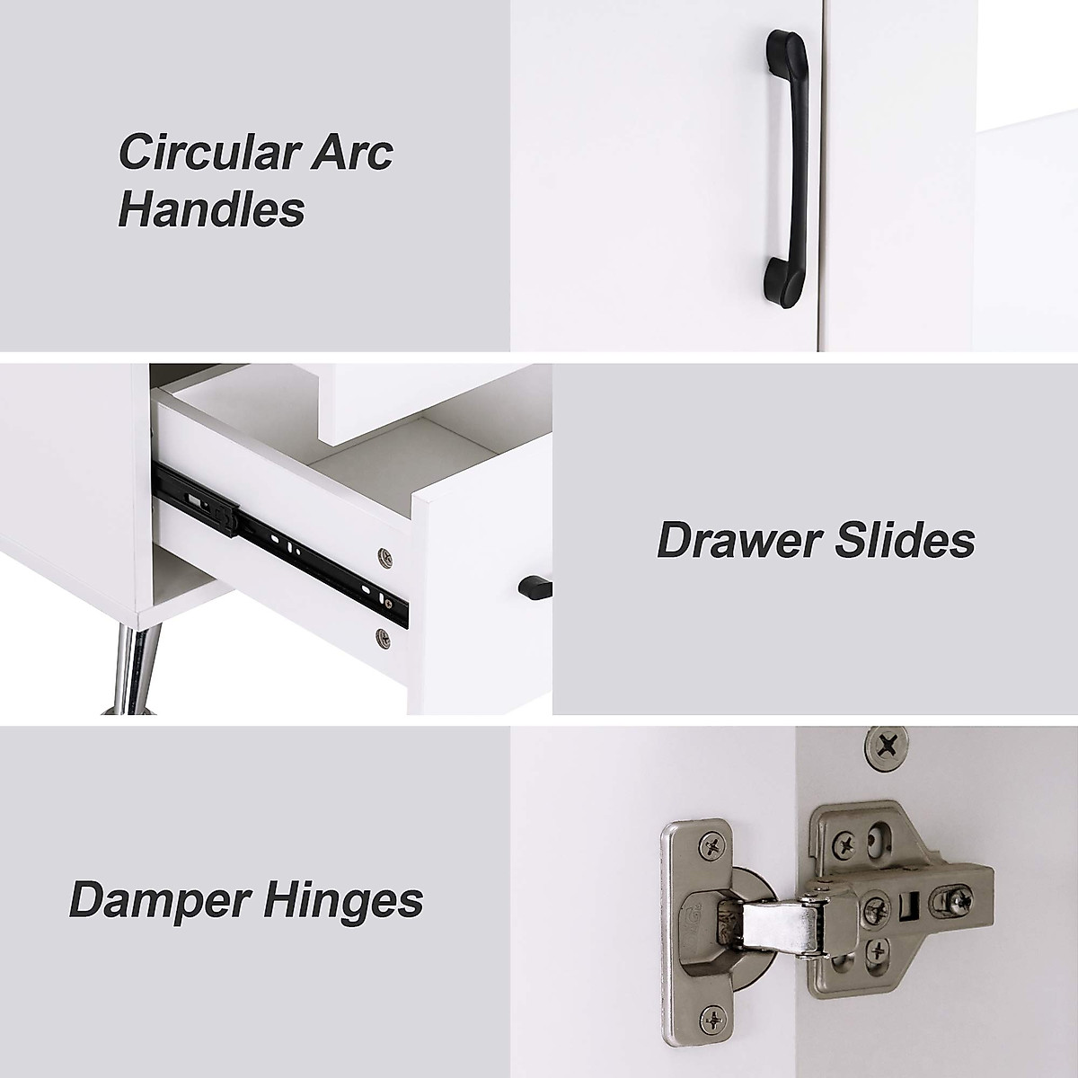 BarberPub Manicure Table, Nail Makeup Desk with Drawers, Storage Beauty Salon Workstation 2611 (White)