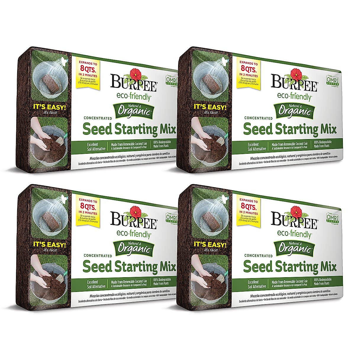 Burpee 8 qt Organic Coir Compressed Seed Starting Mix 4 Pack