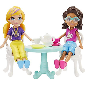 Polly Pocket Perfectly Paris Playset with 3-in Polly and Shani Dolls, 2 Scooters, 2 Helmets, Eiffel Tower, Fountain, Cafe, Table & 2 Chairs; For Ages 4 Years Old & Up [Amazon Exclusive]