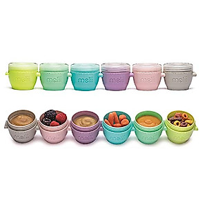 melii Snap & Go Baby Food Storage Containers with lids, Snack Containers, Freezer safe - Set of 6, 2oz